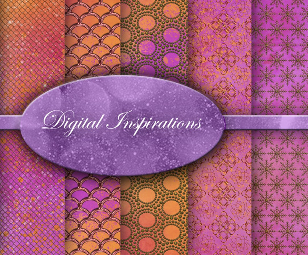 Pink & Orange Scrapbook Paper / Digital Scrapbooking / Card Making ...