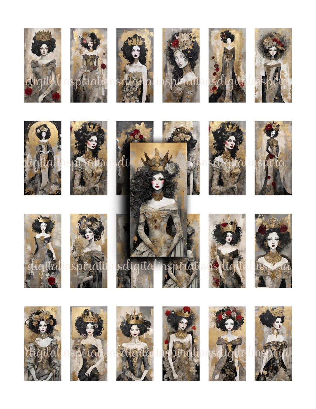Royal Queens Collage Sheet: 1x2 Printable Ephemera (digital Download ...