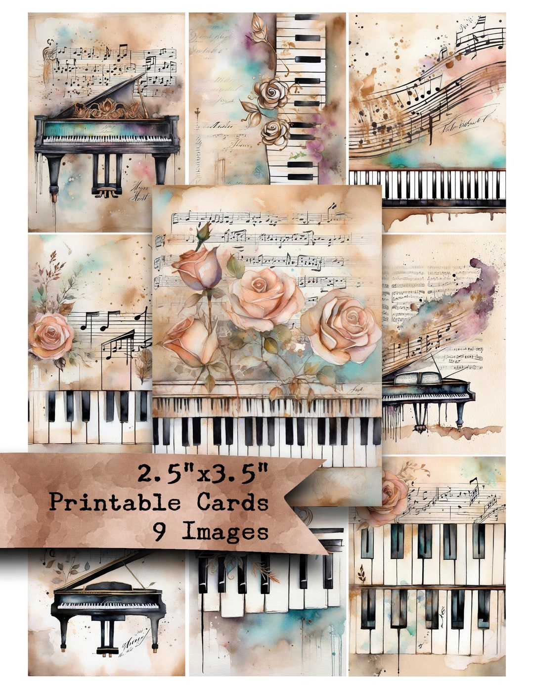 Journal Ephemera, Junk Journals, Piano, Music, Musical, Notes, Collage ...