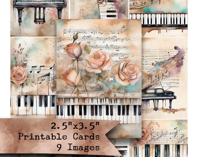 Journal Ephemera, Junk Journals, Piano, Music, Musical, Notes, Collage ...