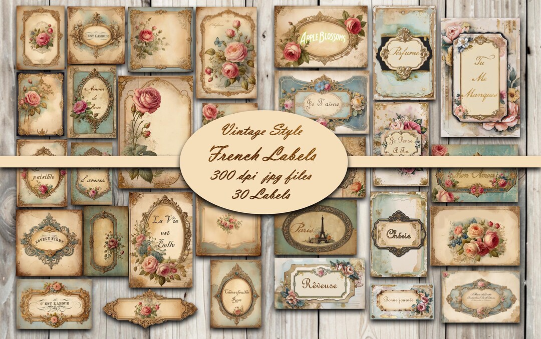 French Labels, Vintage Labels, Printable Labels, Shabby Chic, Floral ...