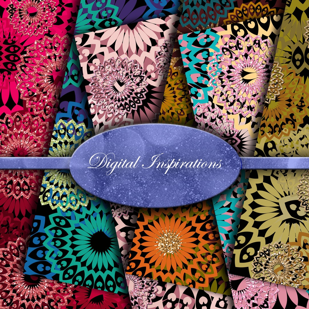 Digital Paper Scrapbook Paper Fun Colorful Flowers Birthday Wrap ...