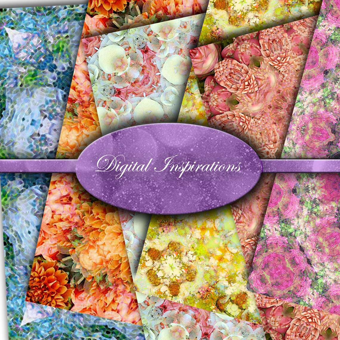 Digital Scrapbook Paper 12x12 Printable Pages Backgrounds Kaleidoscope ...