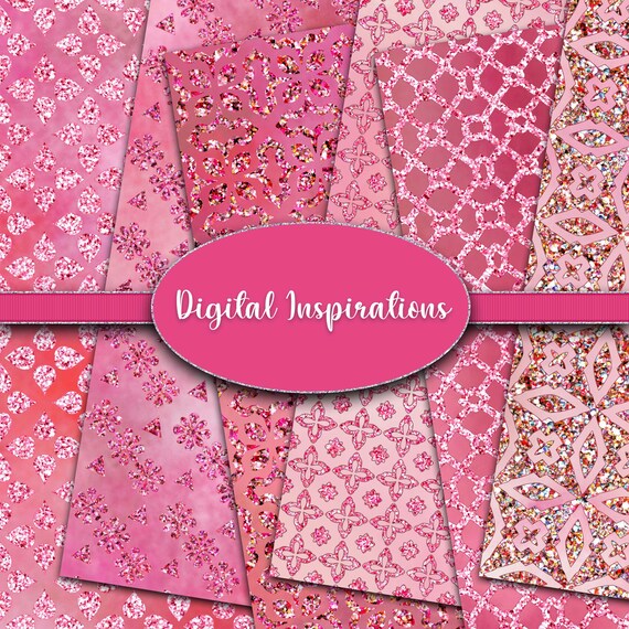 12x12 Downloadable Scrapbooking Paper Pink Sparkle Glitter - Etsy