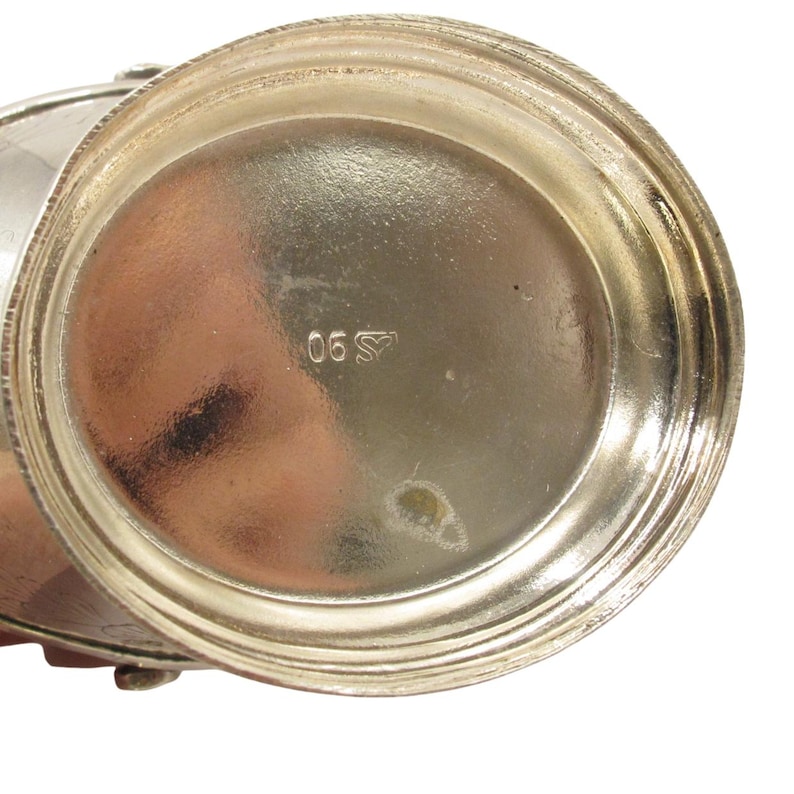 Vintage Etched Metal Basket With Handle, Decorative Faux Silver Bowl ...