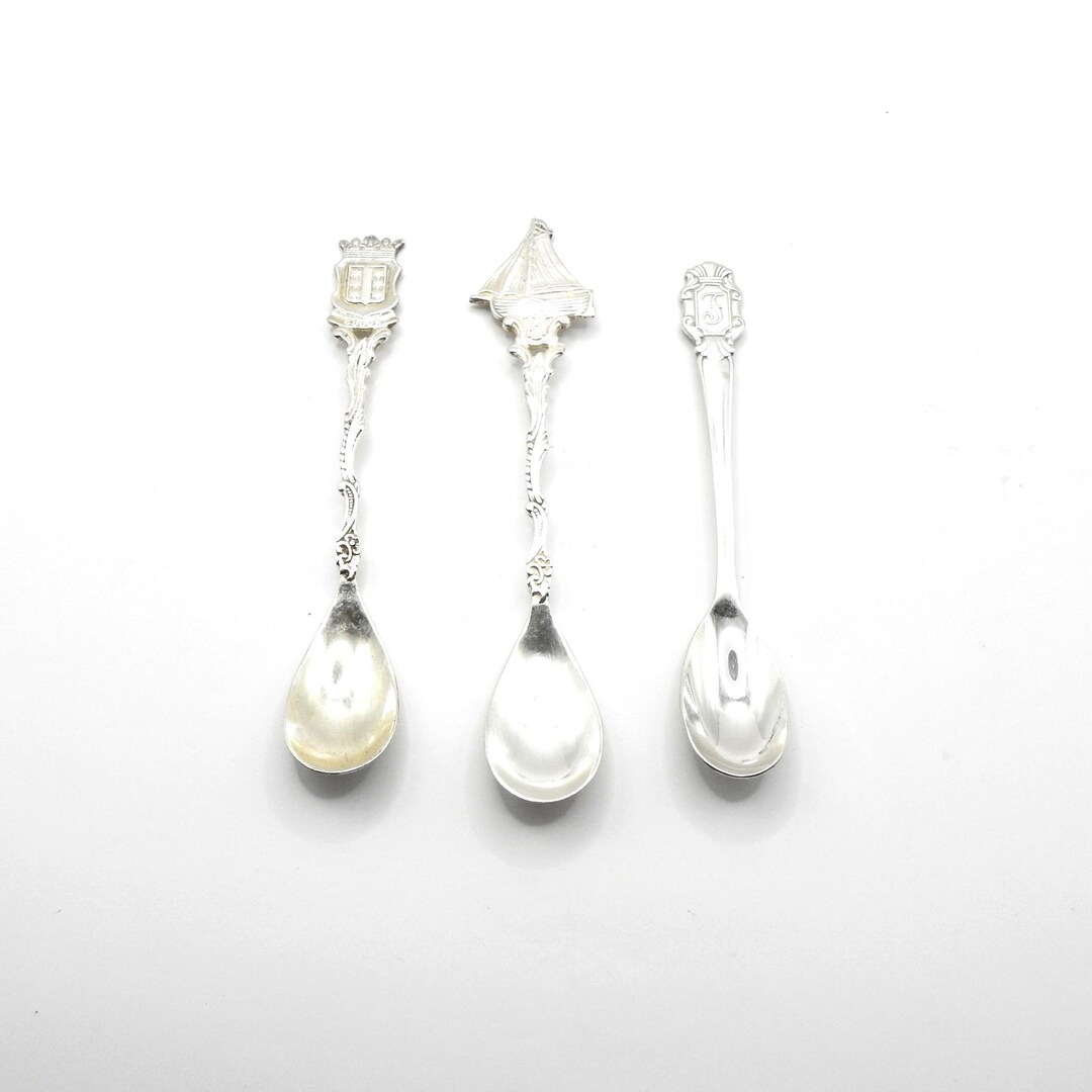 Dutch Souvenir Spoons Silver Plated Gero 90 Tea Spoon Ship Art Nouveau ...