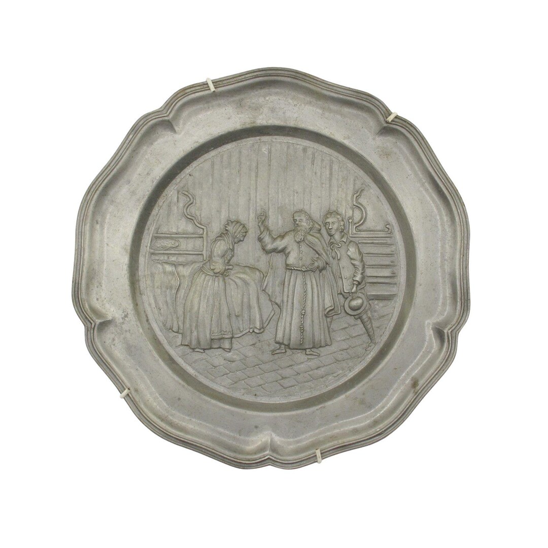 Embossed Pewter Plate: Angel Maker's Mark, German Folk Art Decor - Etsy
