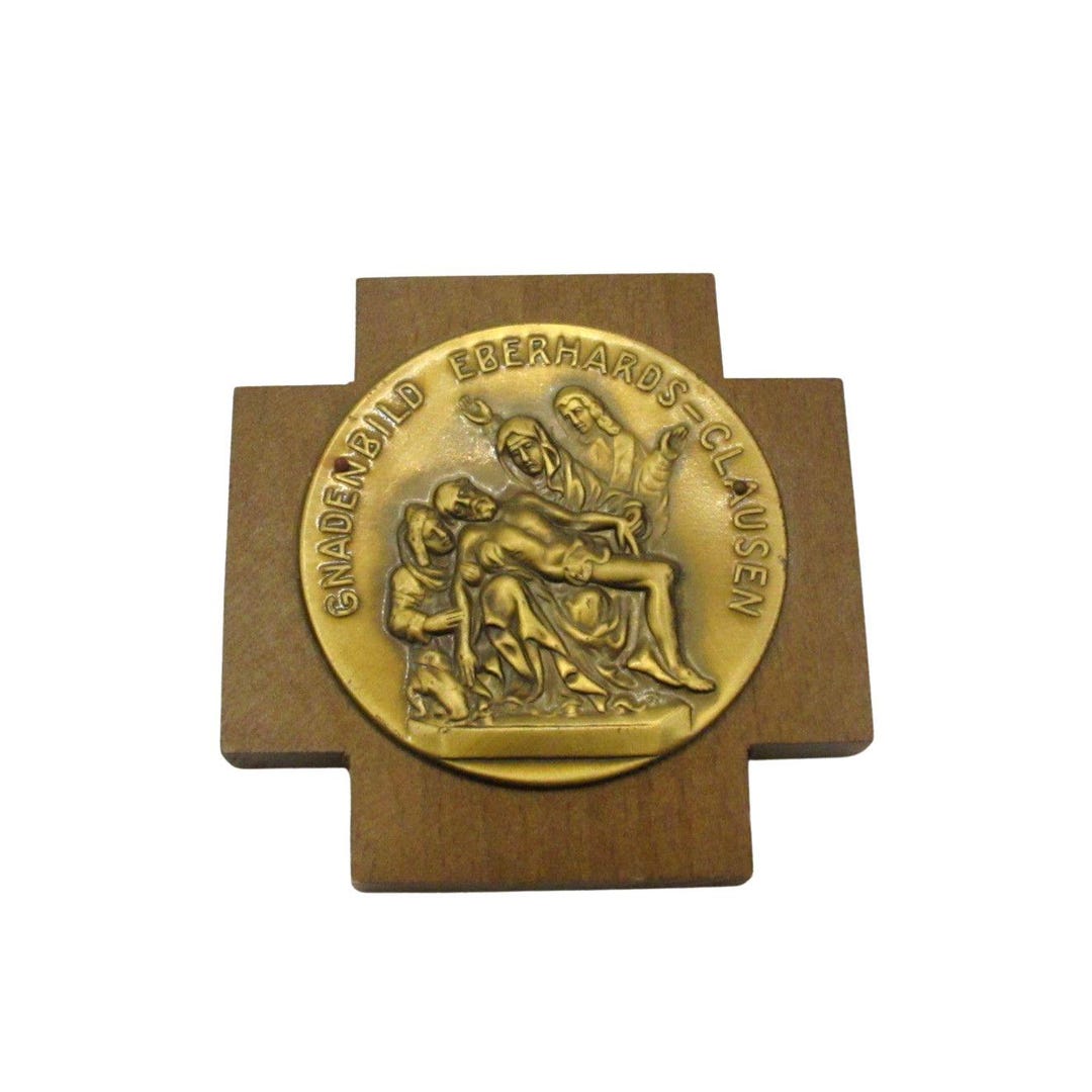 Vintage Brass Catholic Cross | German Religious Wall Decor | Gnadenbild ...