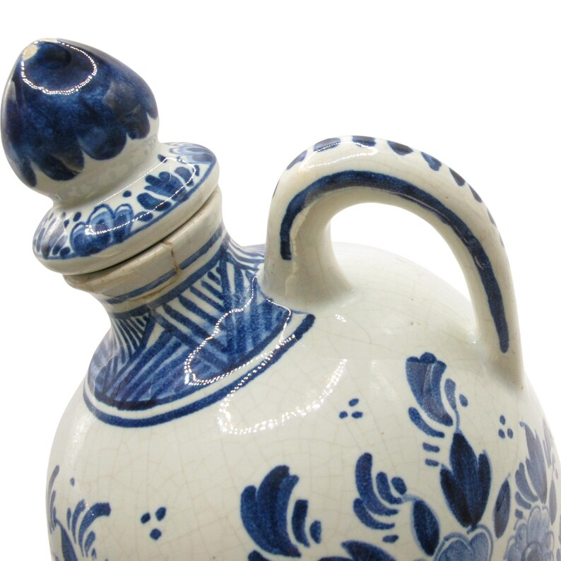 Antique Dutch Delft Aqua Vitae Decanter With Stopper Blue White Faience ...