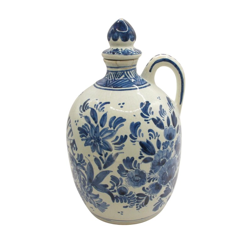 Antique Dutch Delft Aqua Vitae Decanter With Stopper Blue White Faience ...
