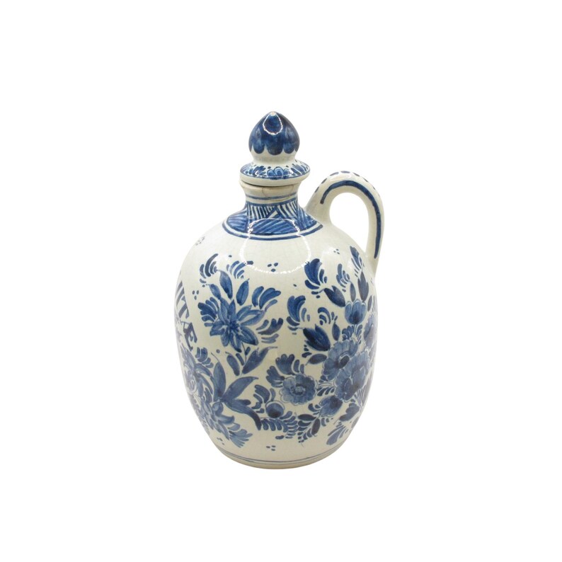 Antique Dutch Delft Aqua Vitae Decanter With Stopper Blue White Faience ...