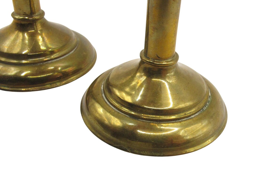 Vintage Brass Candlesticks Pair Simple Classical Short Candle Holders ...