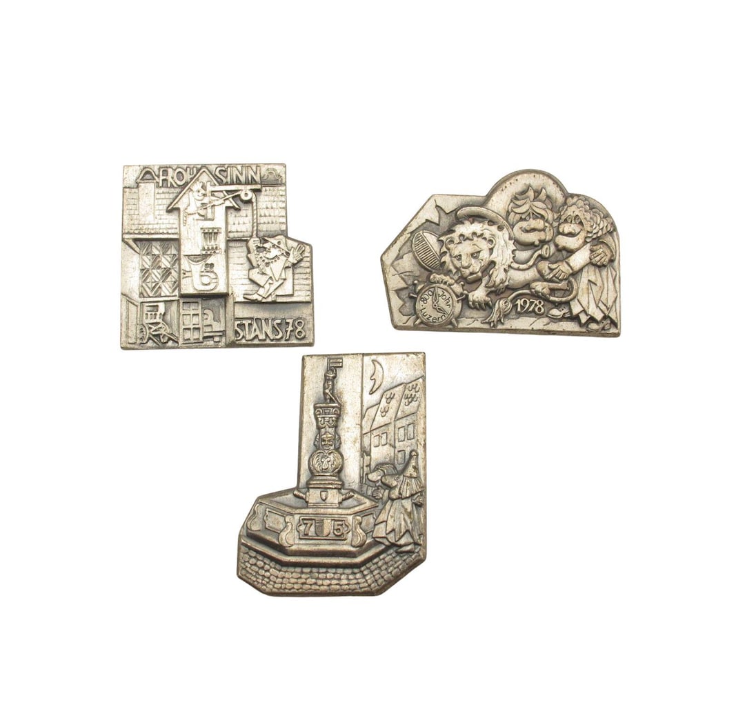 Vintage Swiss Pewter Badges – 1970s Gravura AG Luzern, Set of 3 - Etsy