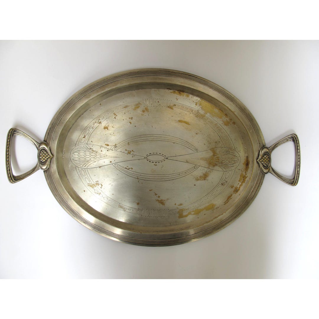 WMF Bronze Silver Plated Large Antique Tray 1900s 20 Microns Silver ...