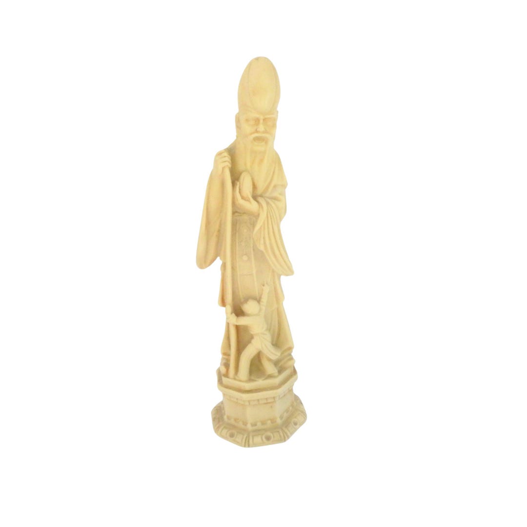 Vintage Asian Sage Resin Statue: Wiseman & Child, Oriental Decor - Etsy