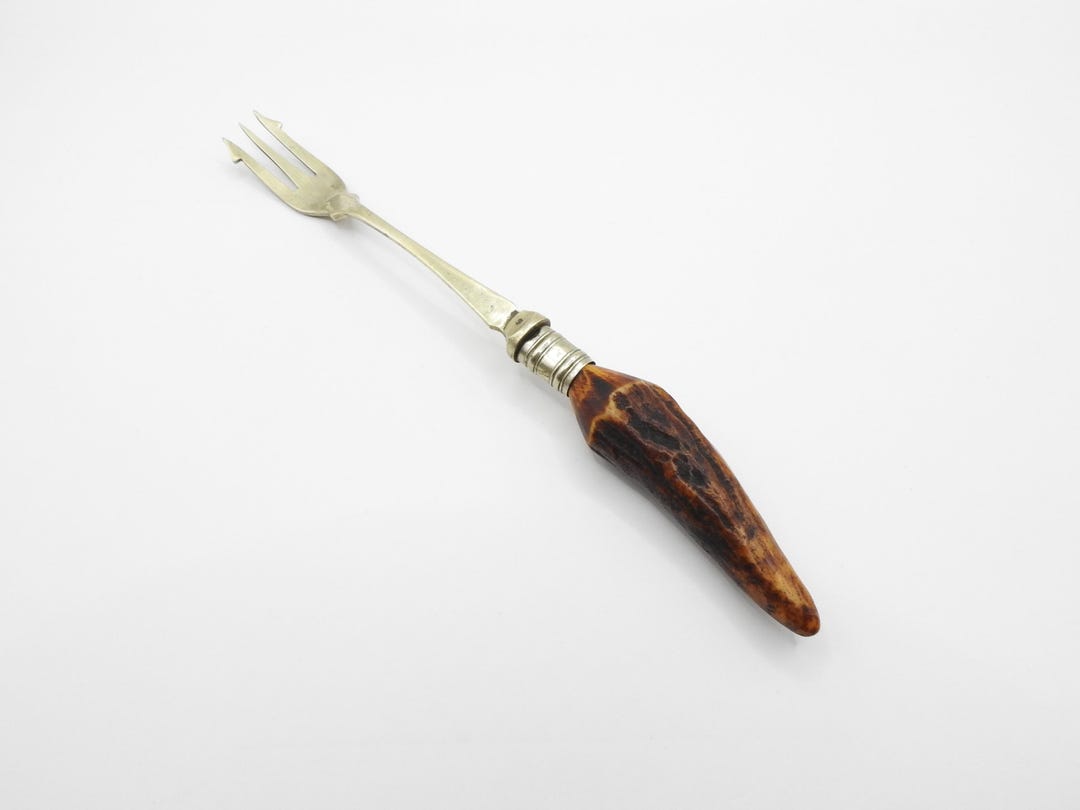 Stag Horn Handle Antique Fork EP ON NS English Produced 1900s Silver ...