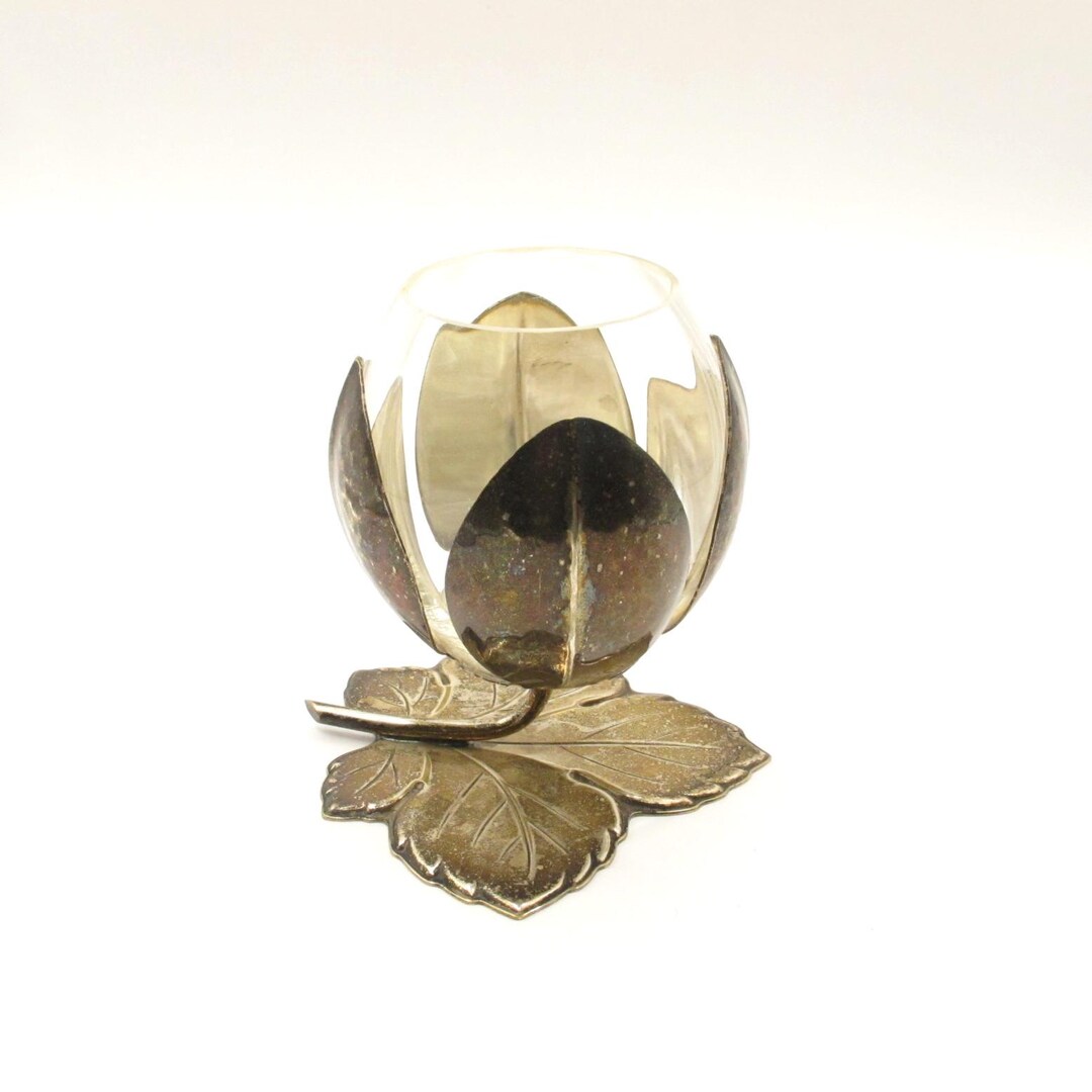 Vintage Quist Esslingen Silver Plated Goblet: Leaf & Rose Candle Holder ...
