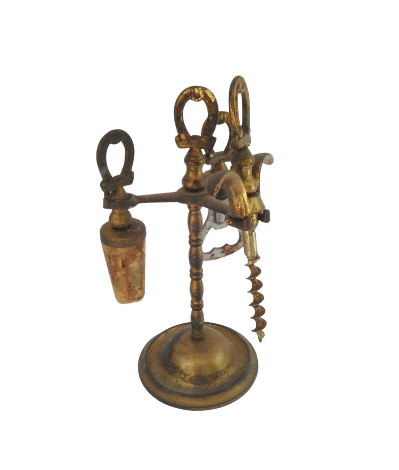 Vintage Bronze Bartool Set With Stand: Rustic Home Bar Decor - Etsy