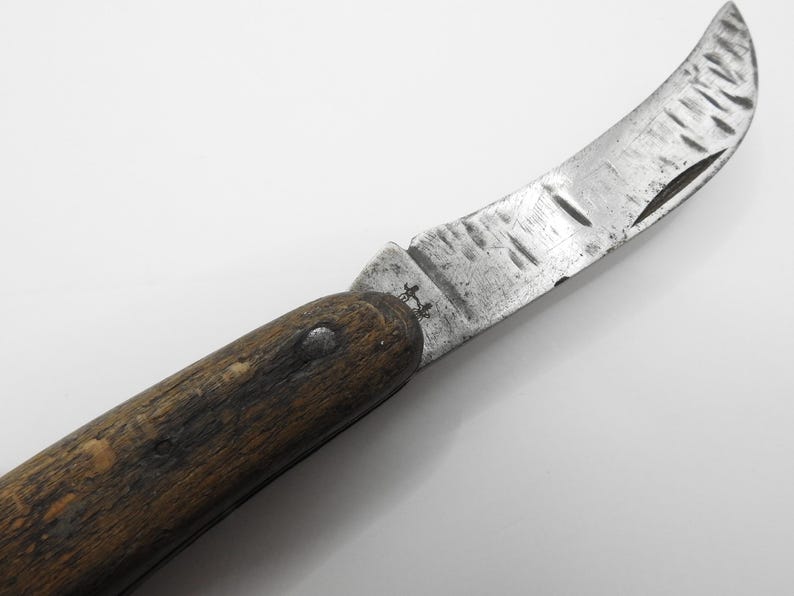 Antique Solingen Folding Knife: 1910s Wooden Handle Curved Blade - Etsy