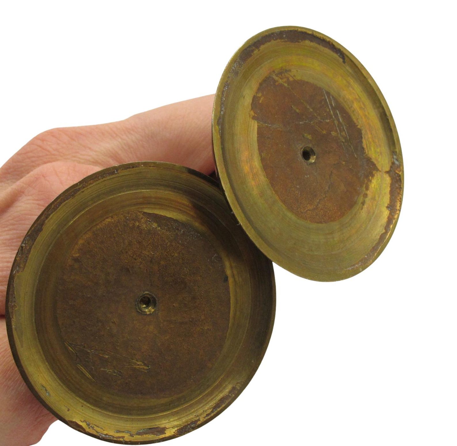 Vintage Brass Candlesticks Pair Simple Classical Short Candle Holders ...