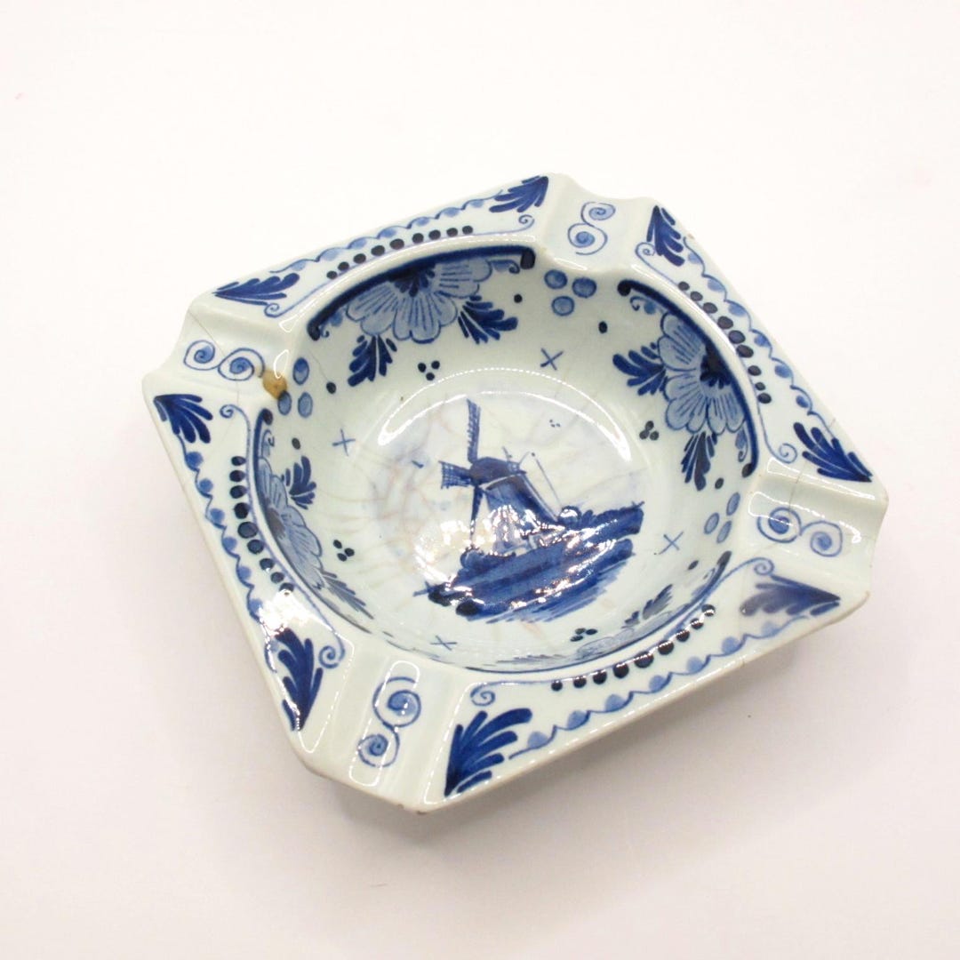 Vintage Royal Delfts Ashtray Repaired Cracks Stampted Marked Blue ...