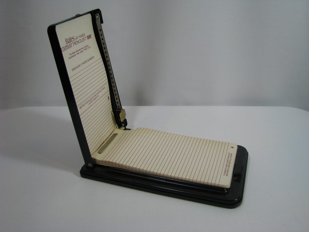 Vintage Retro Bates List Finder Secretary Pencilist 501 Metal Flip up ...