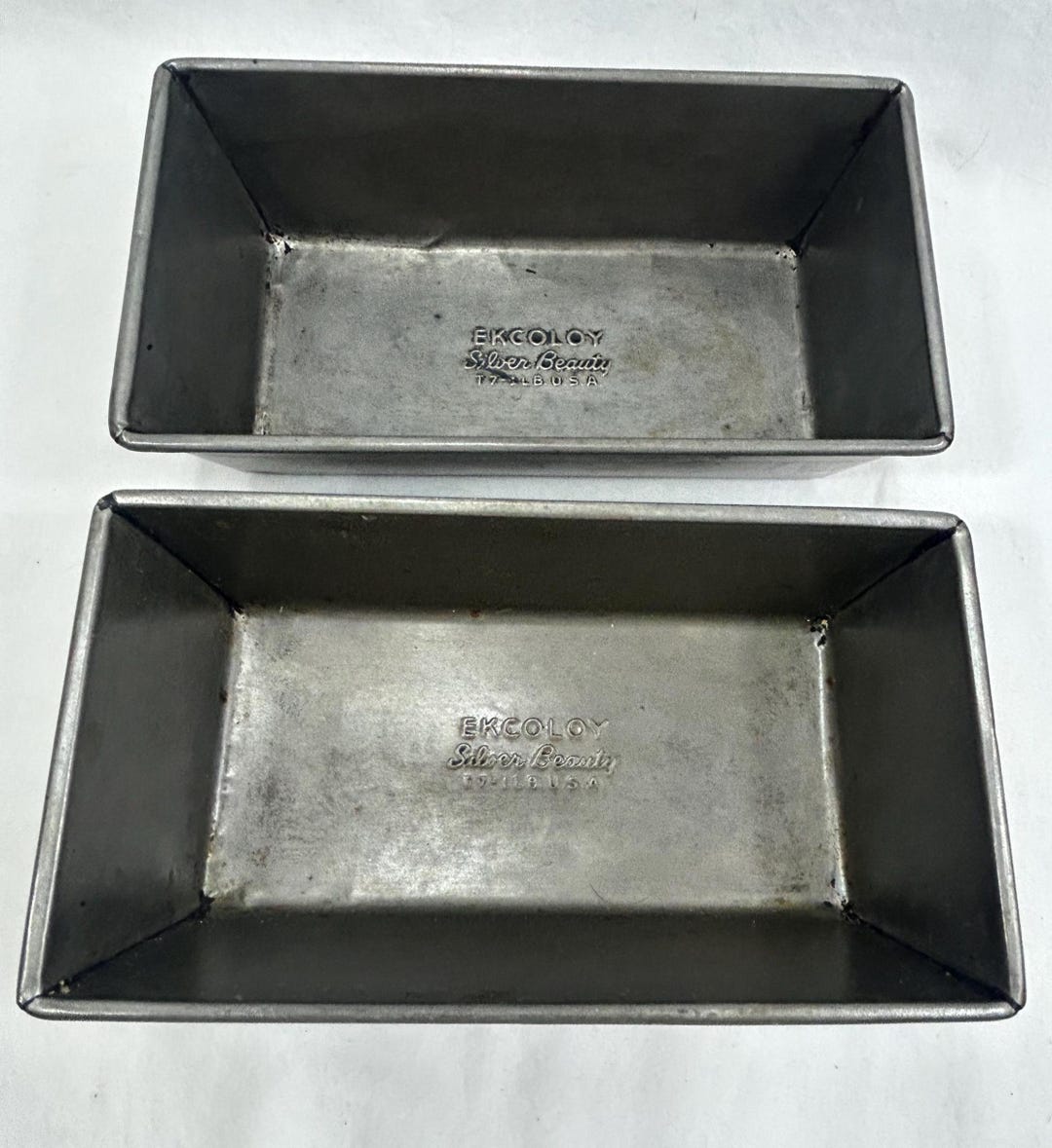 2 Vintage Ekcoloy Silver Beauty Loaf Bread Pans 9" X 4 3/4" X 2 3/4" T7 ...