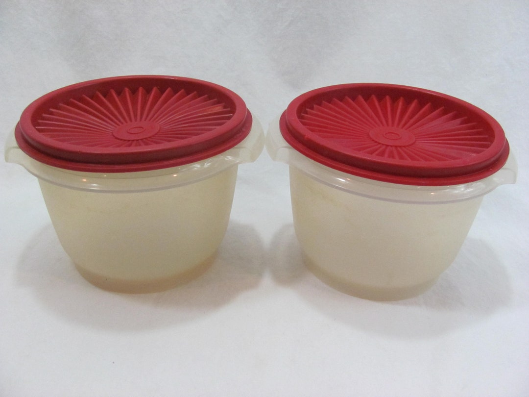 2 Vintage Tupperware Servalier 20 Oz Bowls Clear Red Seals 886 - Etsy