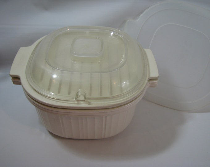 6 Pc Rubbermaid Microwave Cookware Stack Cooker 1 & 3 Qt Casserole Pot ...