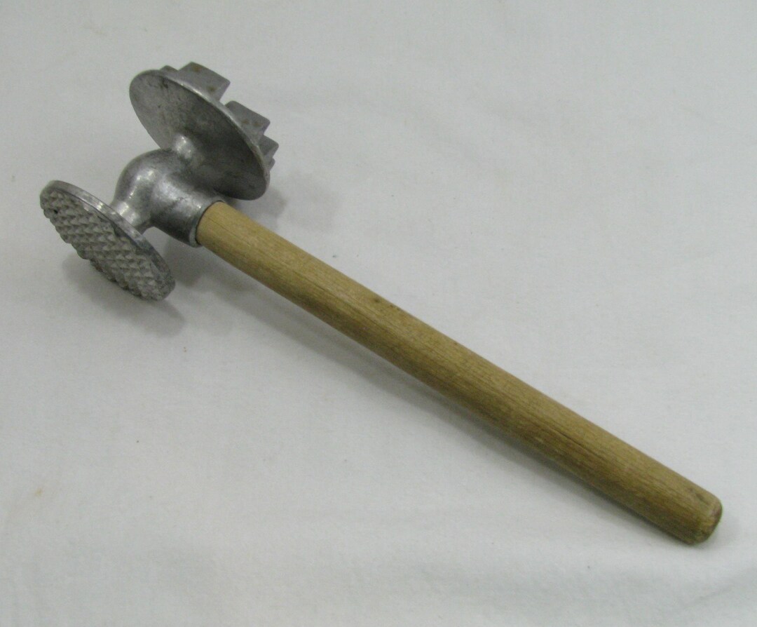 Vintage Cast Aluminum Meat Tenderizer Coarse Fine Wood Handle - Etsy