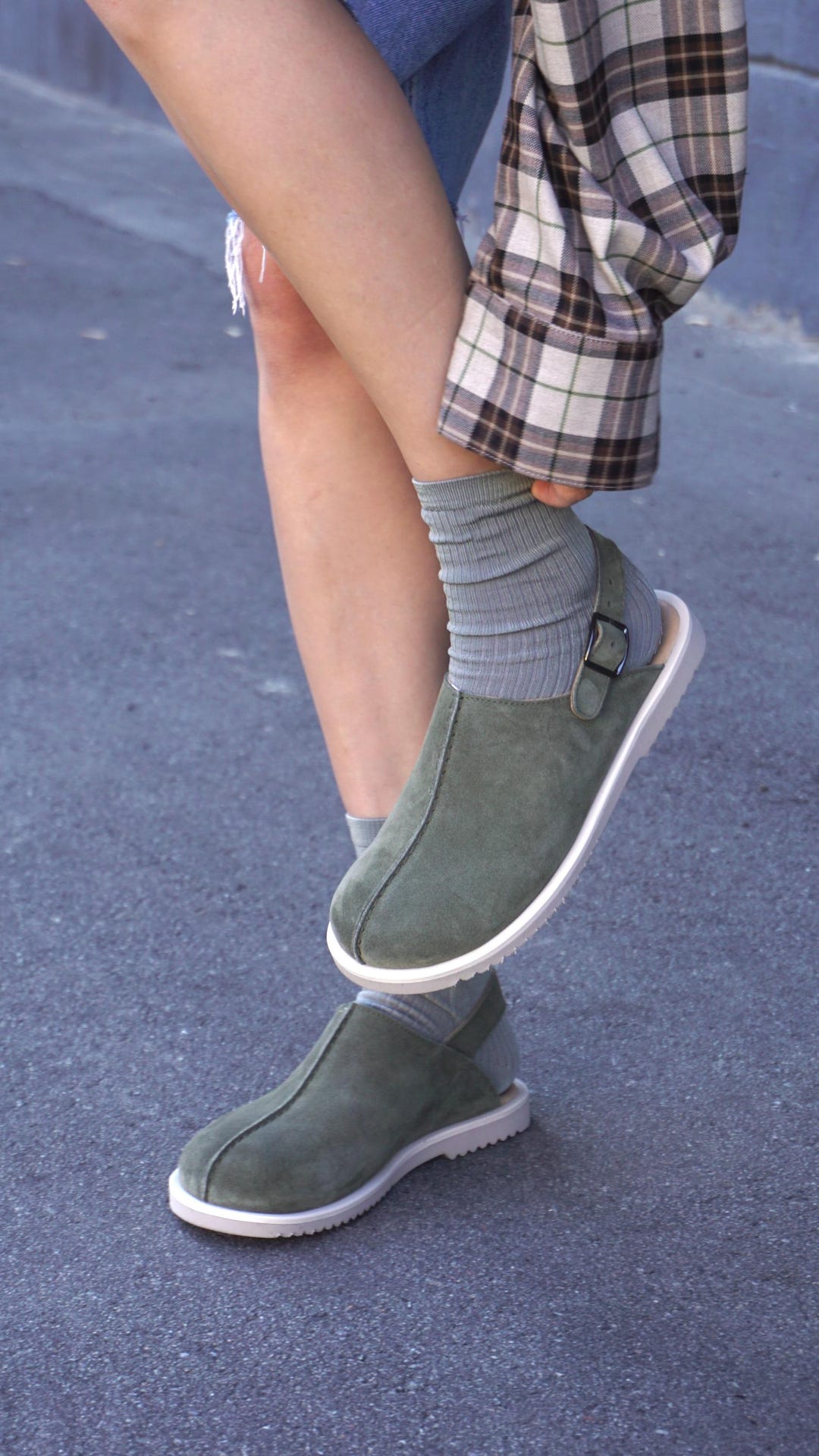 Barefoot Clogs, Olive Natural Suede Leather, Zero Drop, Barefoot Mules ...