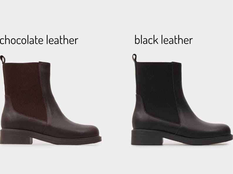 Women’s Leather Chelsea Boots, Black or Chocolate (comfortable Fit) - Etsy