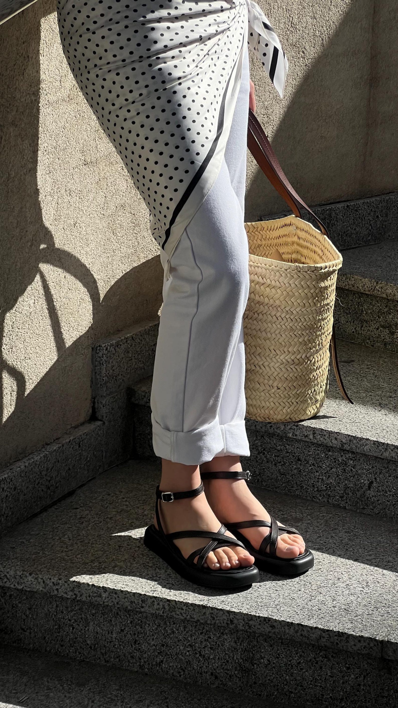 Sandals Strappy Brown Leather Platform Sandals Square Toe Summer Shoes ...