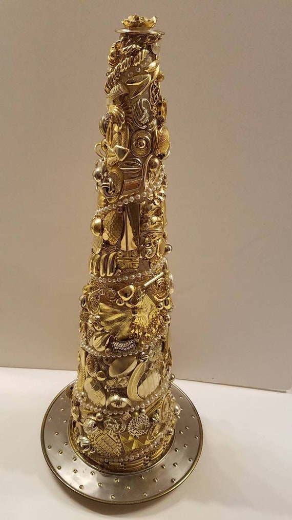 Gold With Pearl Trim Jeweled Topiary Tree - Etsy