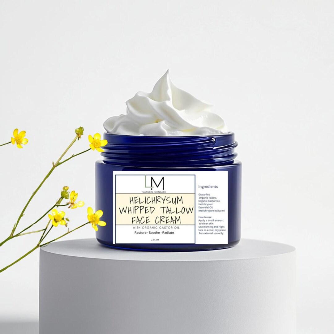Whipped Helichrysum Tallow Face Cream With Organic Grass-fed Tallow and ...