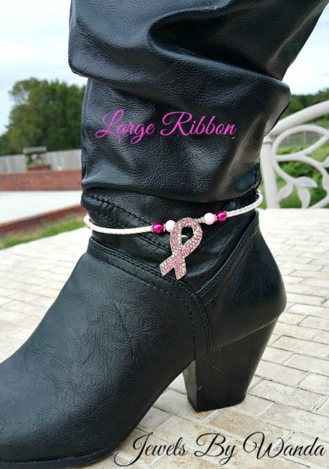 Pink Ribbon Boot Bracelet - October is Breast Cancer Awareness Month ...