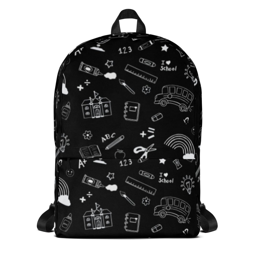 Chalkboard Doodles Backpack: Water-resistant School Travel Bag - Etsy