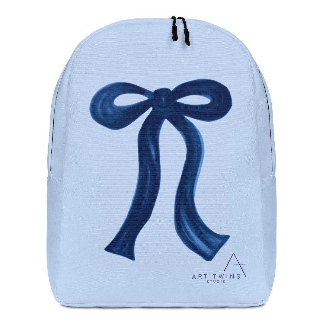 Blue Bow Backpack, Baby Blue Laptop Backpack, Hidden Pocket for ...
