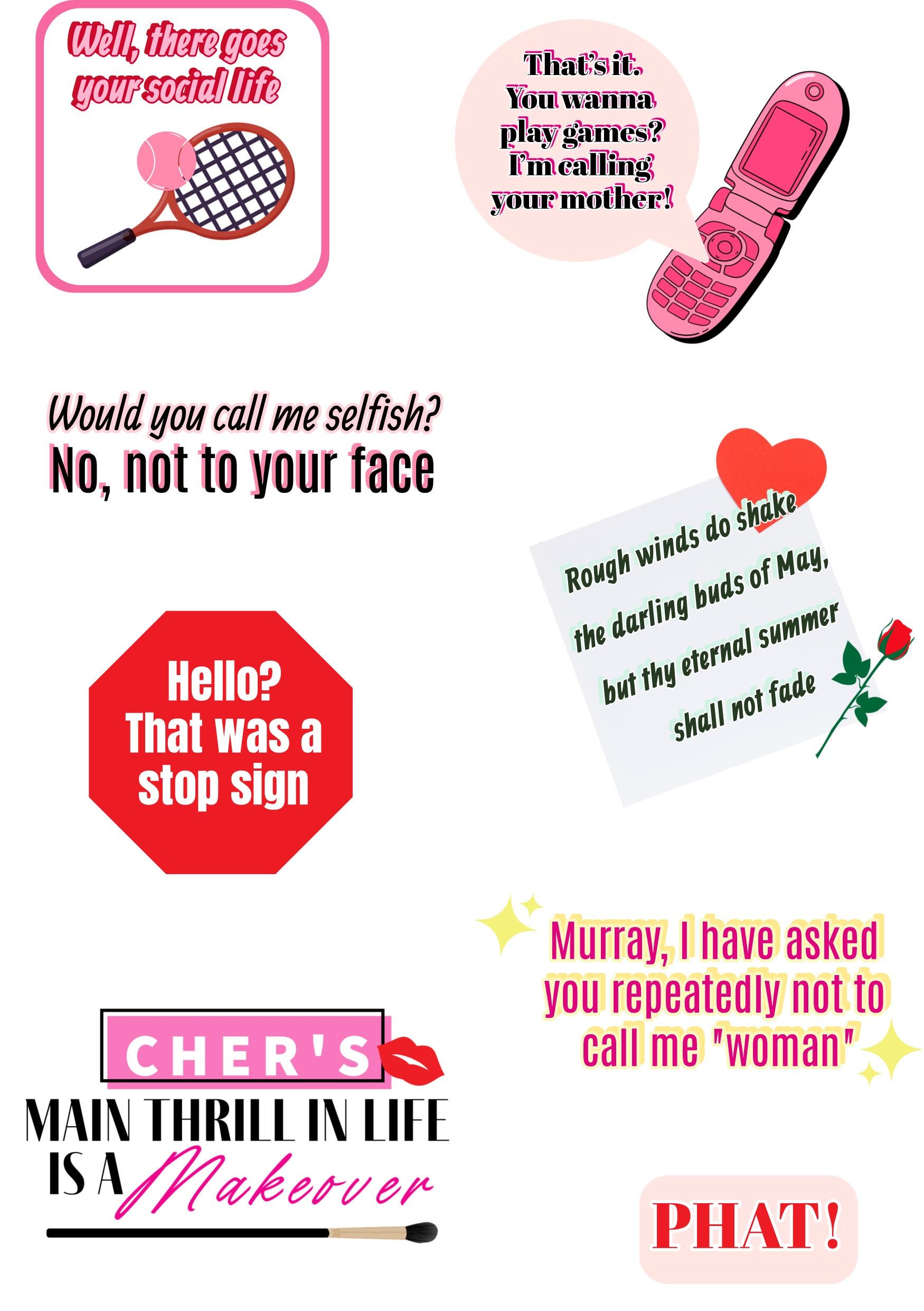 Clueless Dionne Quote Sticker Sheet – 90s Movie Stickers - Etsy