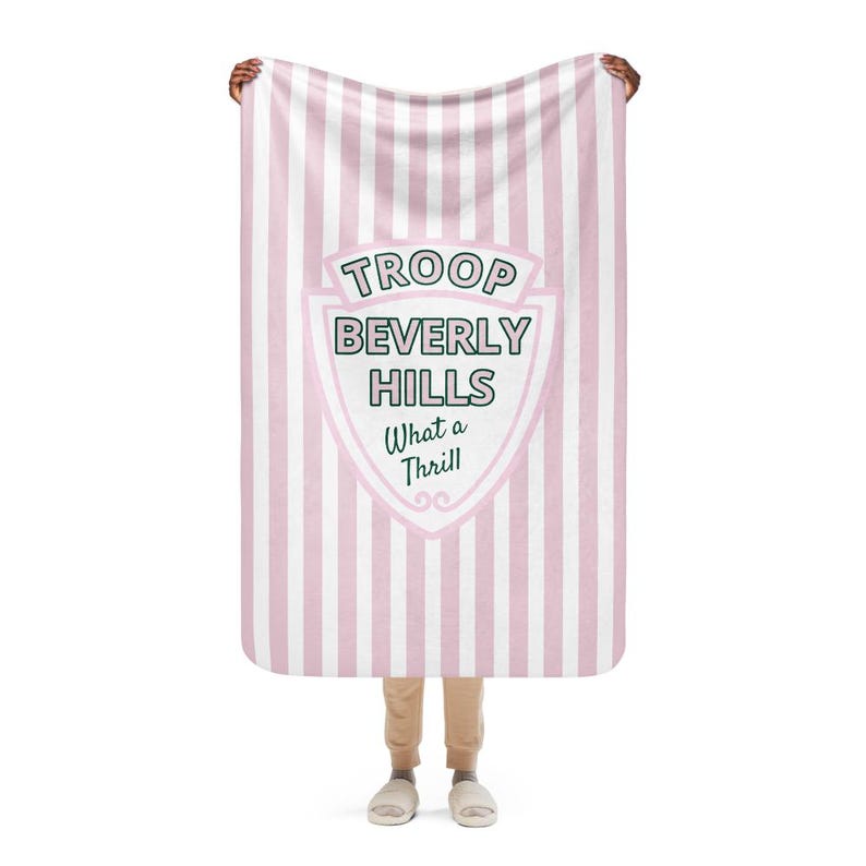 Troop Beverly Hills Sherpa Throw Blanket: Pink Cabana Stripe Fleece - Etsy