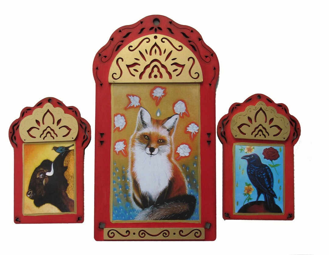 FOX, BUFFALO & RAVEN, Trio of Animal Art, 20% Off, Little Fox Saint ...