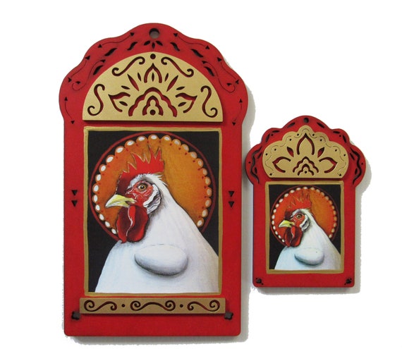 Little Chicken Saint Art Rooster Art Chicken Wall Decor | Etsy