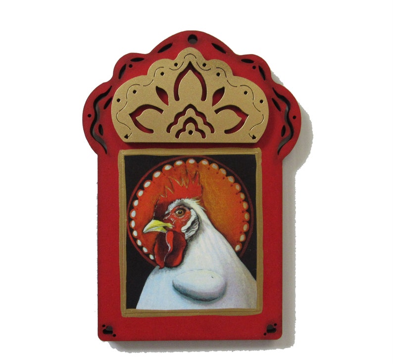 Little Chicken Saint Art, Rooster Art, Chicken Wall Decor, Farm Animal ...