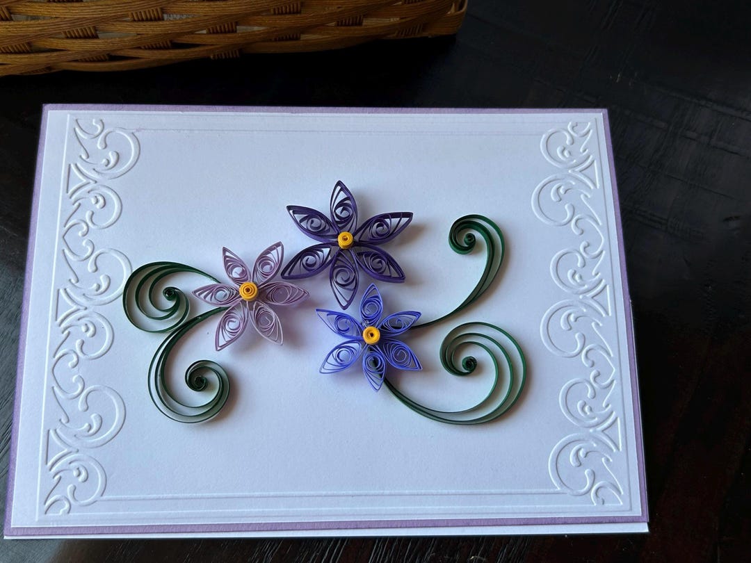 Blank Quilled Flower Card, Flower Card, Blank Note Card, Handmade Card ...