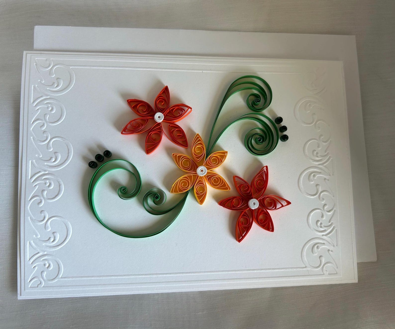 Blank Quilled Flower Card, Flower Card, Blank Note Card, Handmade Card ...
