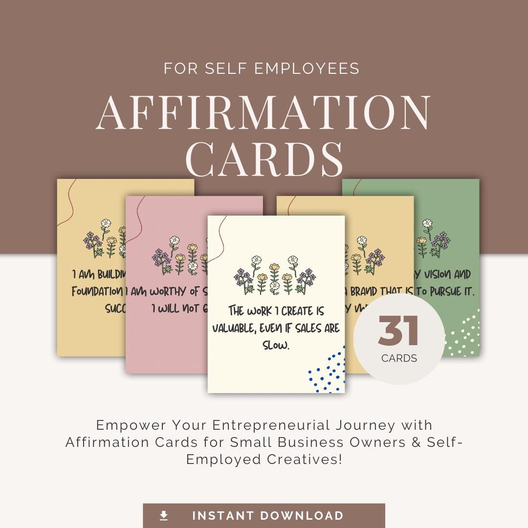 Empowering Printable Affirmation Cards for Entrepreneurs: Positivity ...