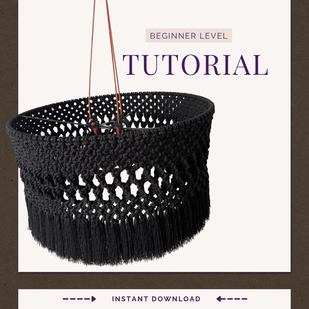 Boho Macrame Lampshade Pattern - Easy DIY Home Decor PDF Tutorial ...