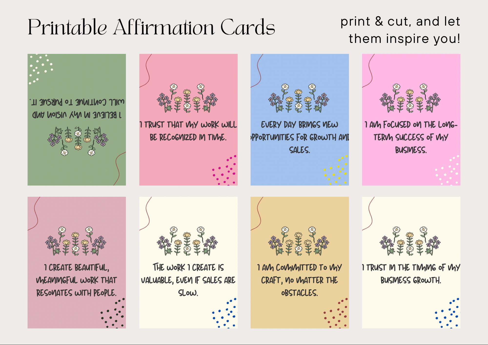 Empowering Printable Affirmation Cards for Entrepreneurs: Positivity ...