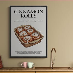 Cinnamon Roll Gift | Cinnamon Bun Decor | Swedish Retro Print | Bakery ...