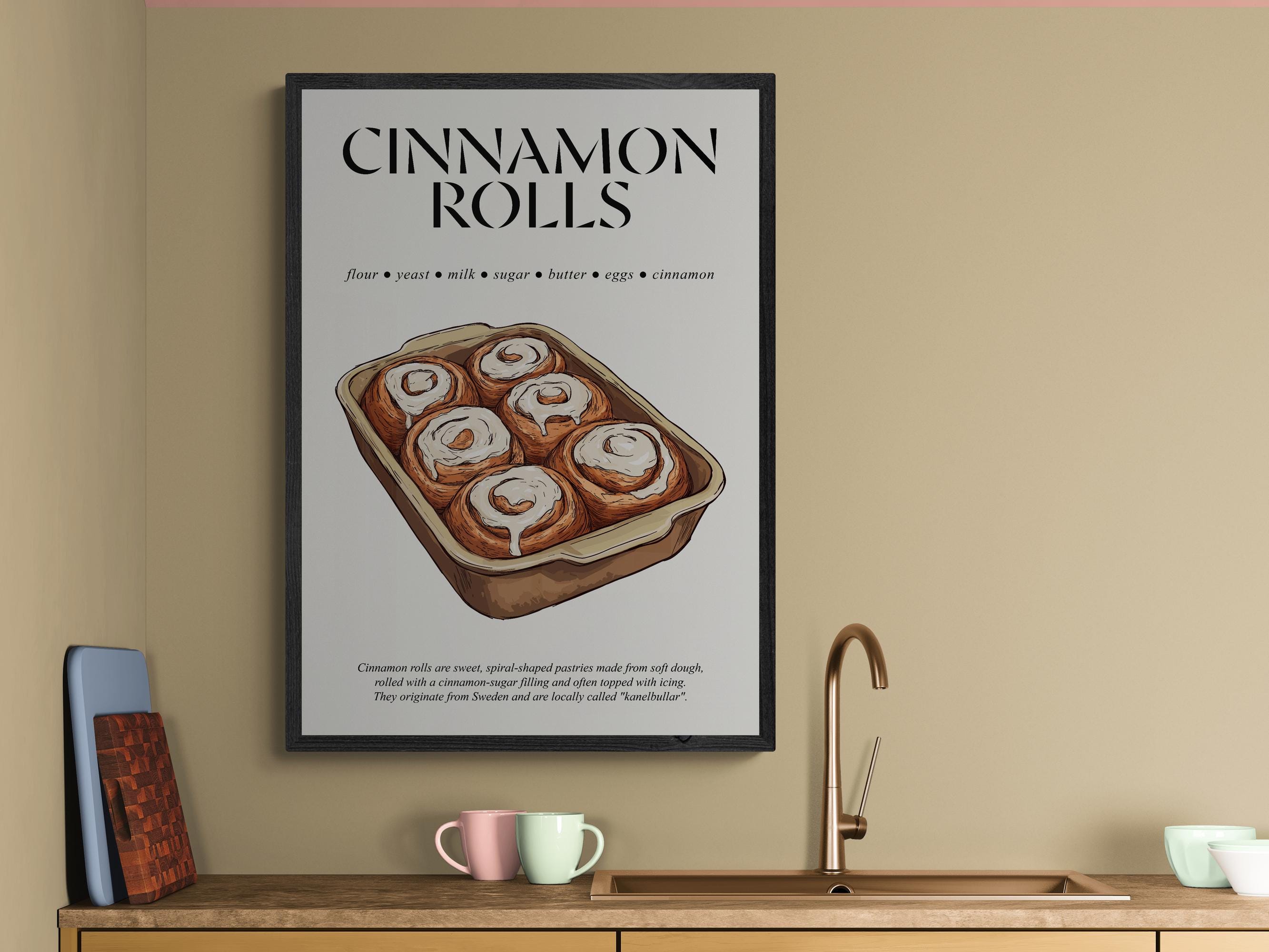 Cinnamon Roll Gift | Cinnamon Bun Decor | Swedish Retro Print | Bakery ...